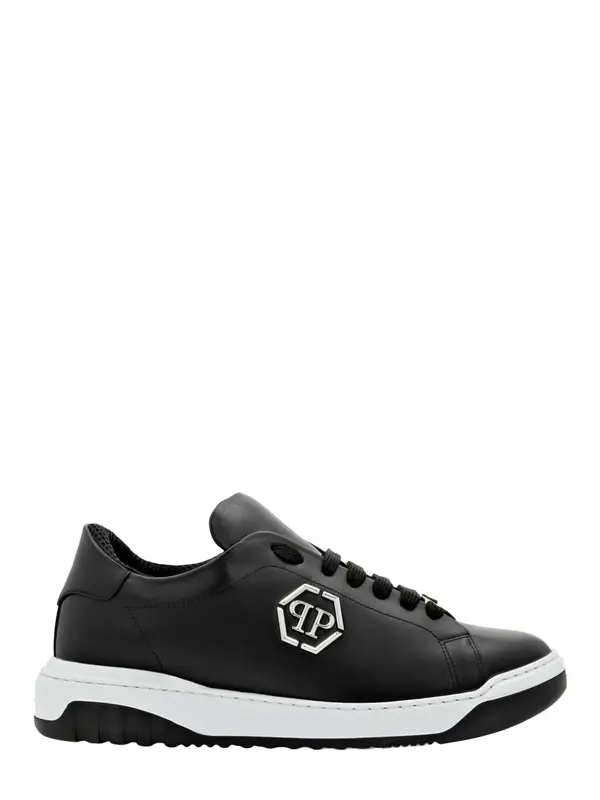 Philipp Plein Logo-appliqué Leather Sneakers - Black