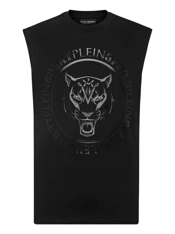 PLEIN SPORT Logo-print Cotton Tank Top - Black