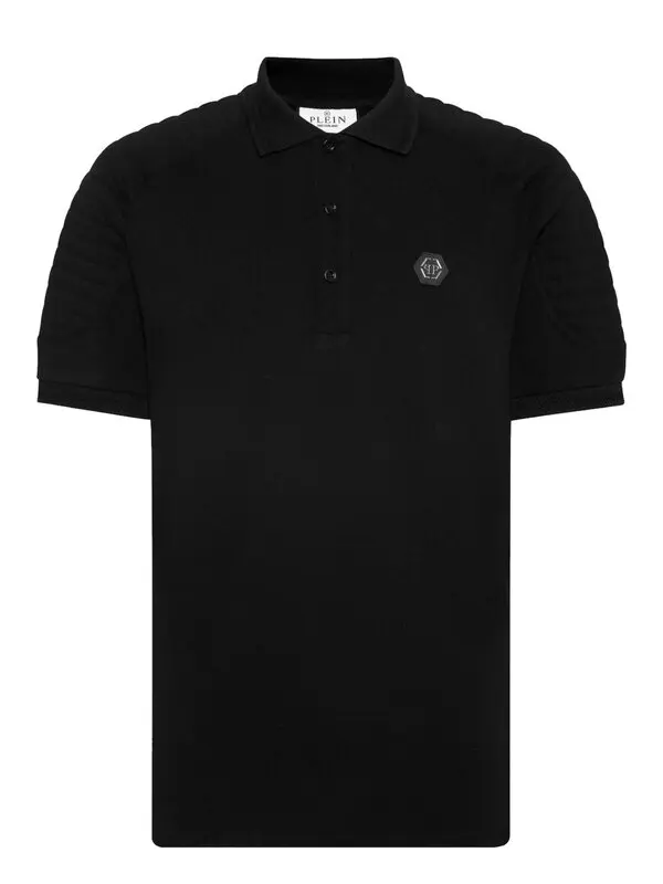 Philipp Plein Logo-appliqué Cotton Polo Shirt - Black