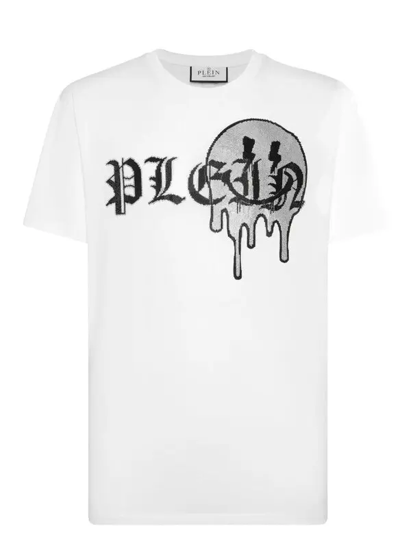 Philipp Plein Rhinestone-logo Cotton T-shirt - White