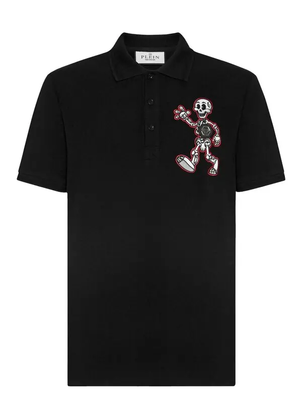 Philipp Plein Skully Gang Cotton Polo Shirt - Black