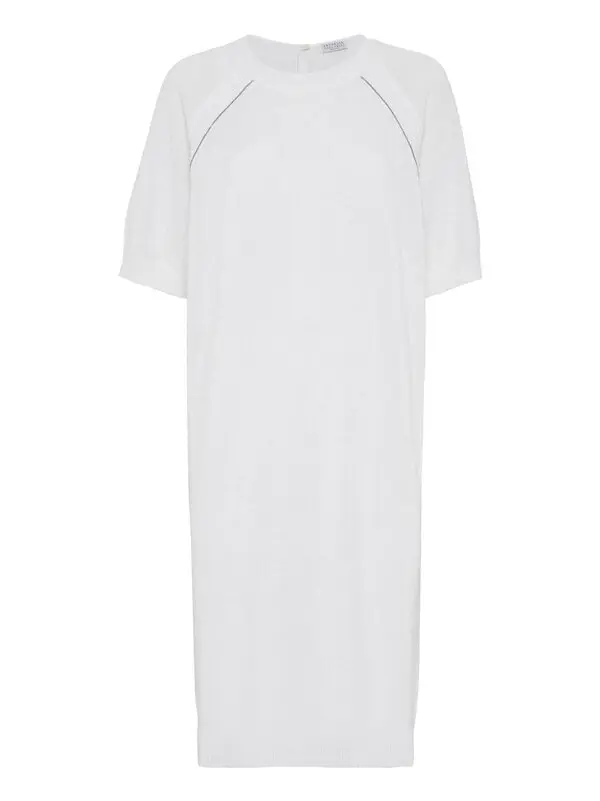 Brunello Cucinelli Monili-trim Knit-cotton T-shirt Dress - Neutrals