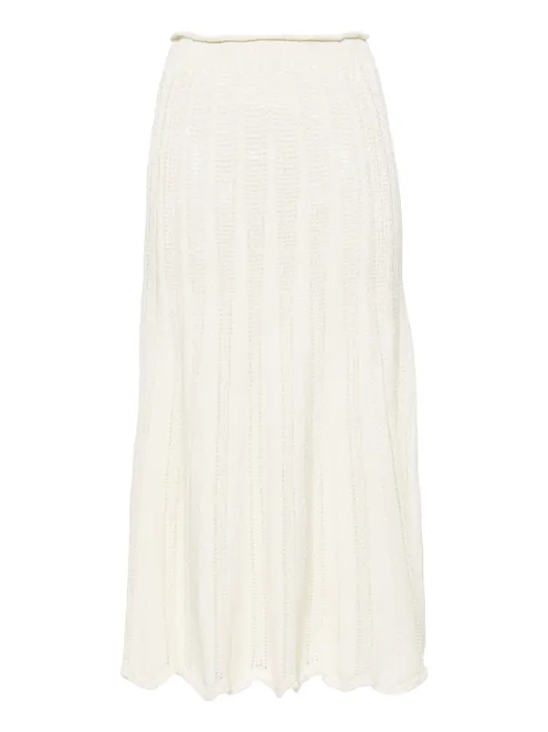 FORTE_FORTE Open-knit Cotton Skirt - White