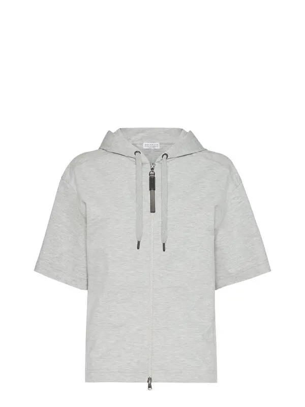 Brunello Cucinelli Short Sleeve Zip Hoodie - Grey