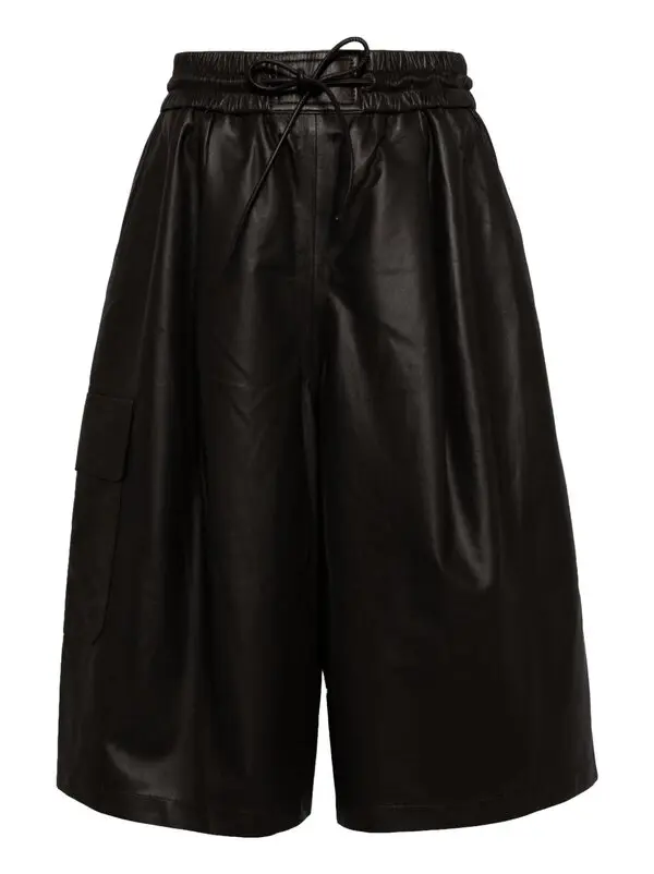 YVES SALOMON Knee-length Leather Shorts - Brown