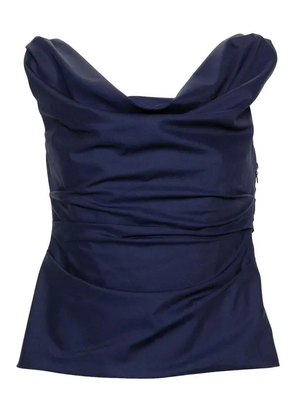 ARMARIUM Draped Sleeveless Wool Top - Blue
