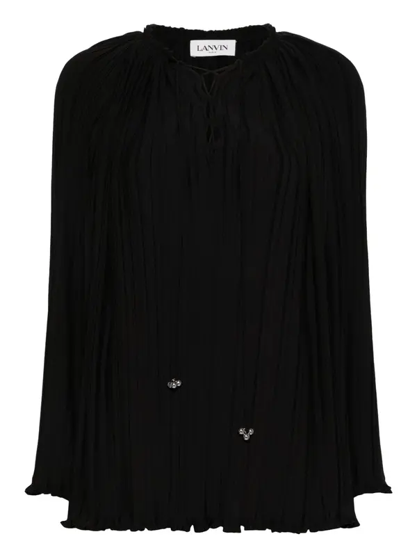 LANVIN Long-sleeve Pleated Blouse - Black