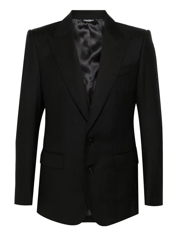 Dolce & Gabbana Single-breasted Wool Blazer - Black