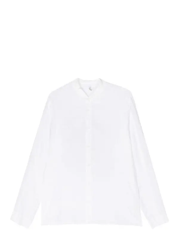 Transit Ribbed-band Collar Linen Shirt - White