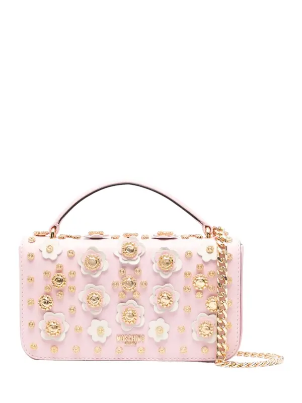 Moschino Floral Stud-detailing Shoulder Bag - Pink