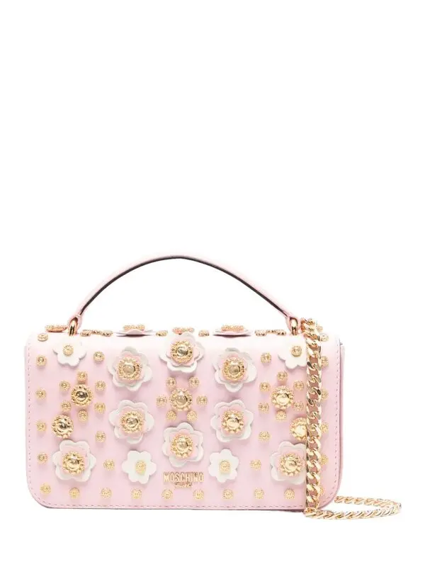 Moschino Floral Stud-detailing Shoulder Bag - Pink
