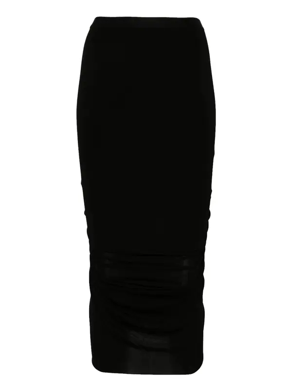 Rick Owens Ruched Midi Skirt - Black
