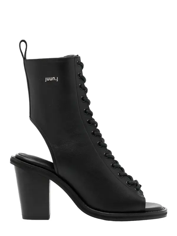 JUUN.J 80mm Open-toe Leather Boots - Black