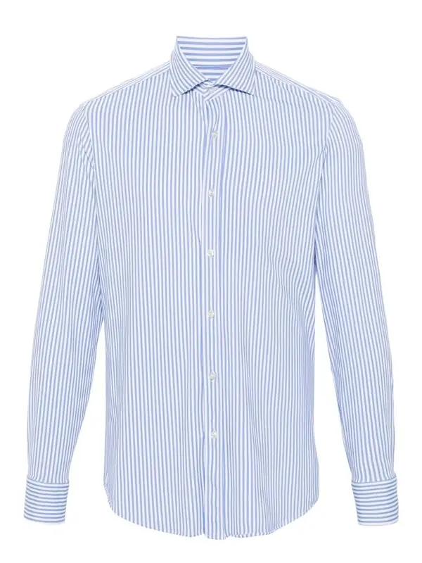 Paul & Shark Logo-embroidered Striped Shirt - Blue