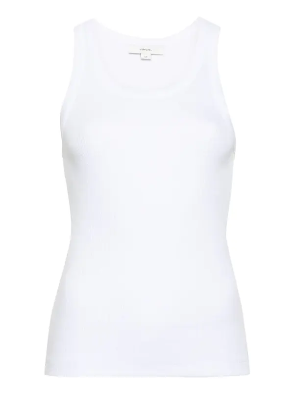 Vince Scoop-neck Ribbed Tank Top - White