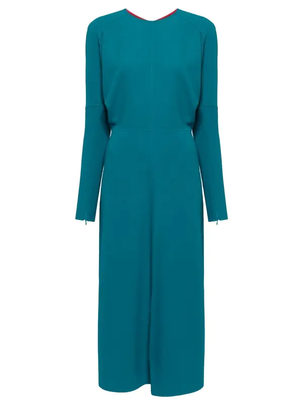 Victoria Beckham Dolman-sleeves Draped Midi Dress - Green