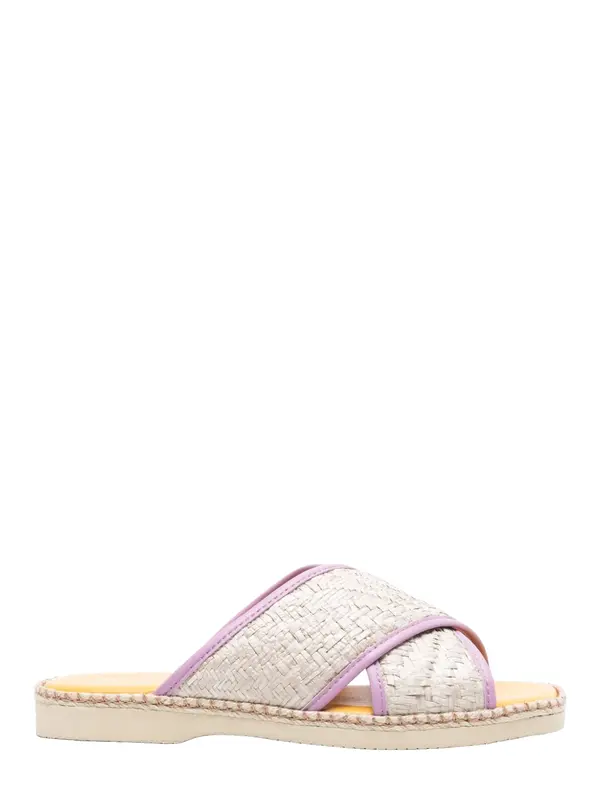 Hogan 660 Interwoven Raffia Slides - Purple