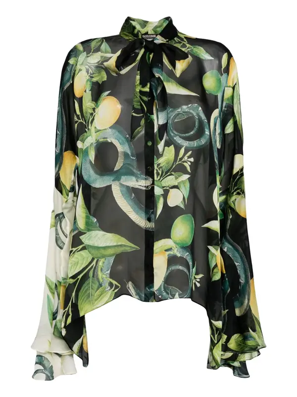 Roberto Cavalli Graphic-print Silk Shirt - Green