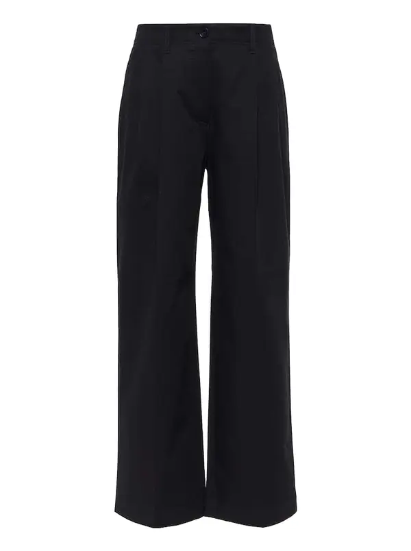 TOTEME Cotton Twill Wide-leg Trousers - Black