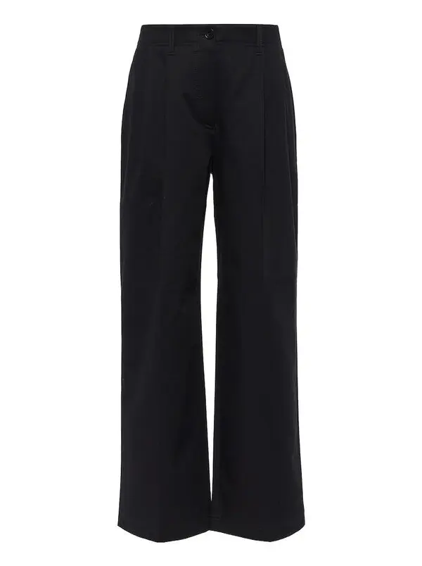 TOTEME Cotton Twill Wide-leg Trousers - Black