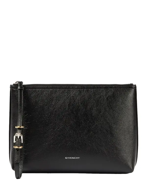 Givenchy Voyou Debossed Leather Pouch - Black