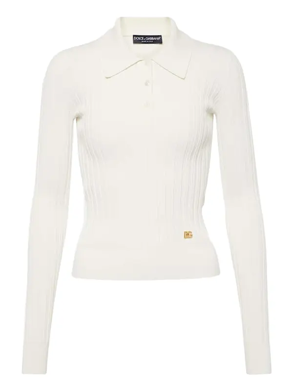 Dolce & Gabbana Long-sleeved Polo Shirt - White