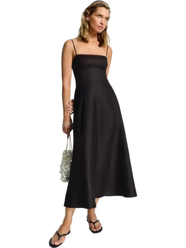 REFORMATION Monette Linen Dress - Black