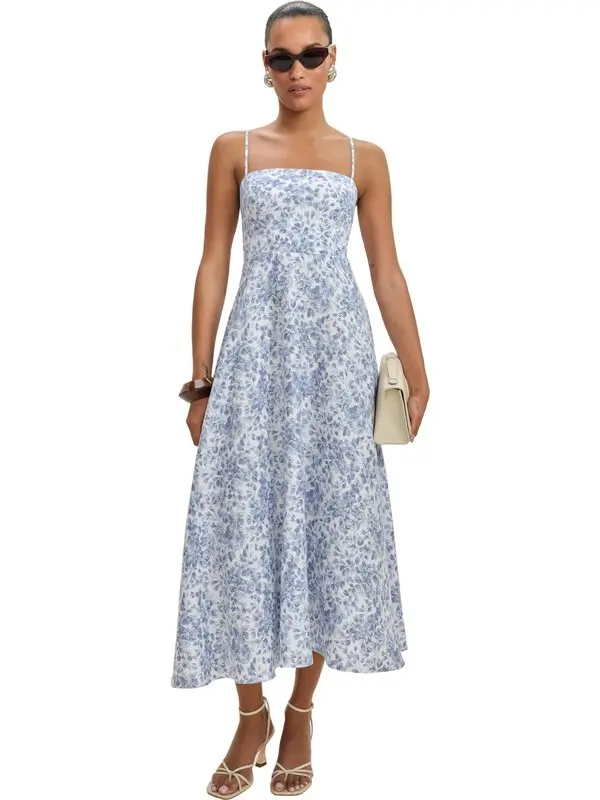 REFORMATION Monette Linen Dress - Blue