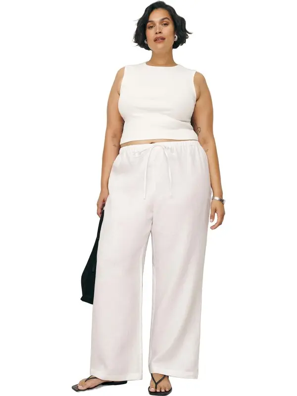 REFORMATION Olina Linen Pant Es - Ivory