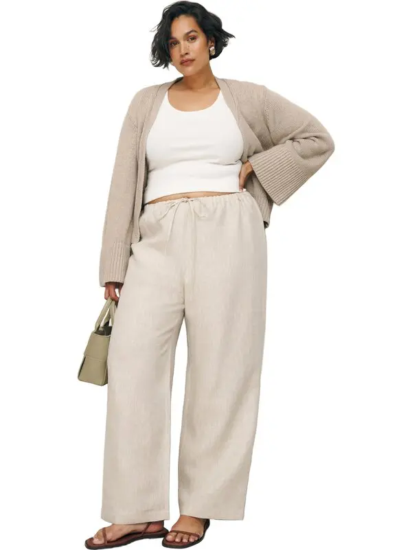 REFORMATION Olina Linen Pant Es - Natural