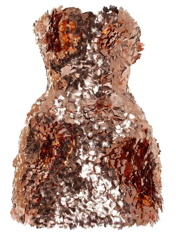 Oscar De La Renta Paillette-embroidered Mini Dress - Bronze