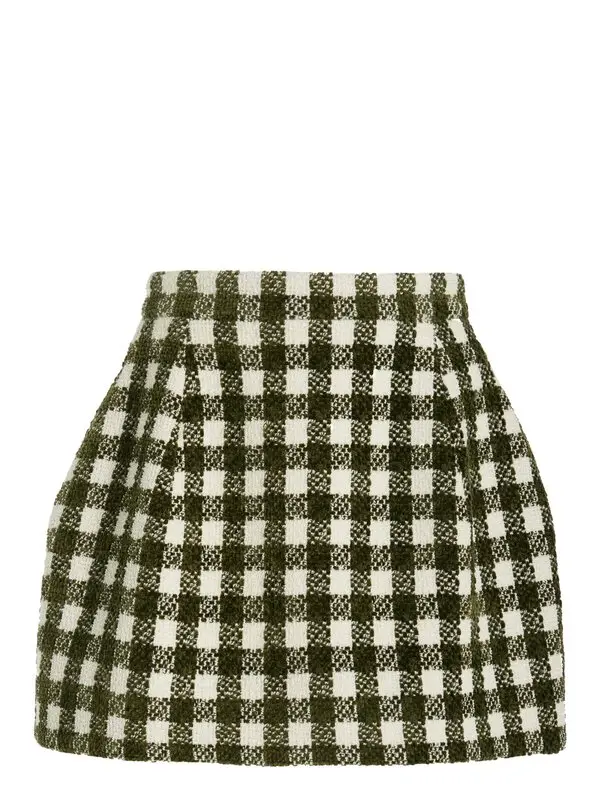 Oscar de la Renta - Oscar De La Renta Checkered Chenille-Tweed Mini Skirt