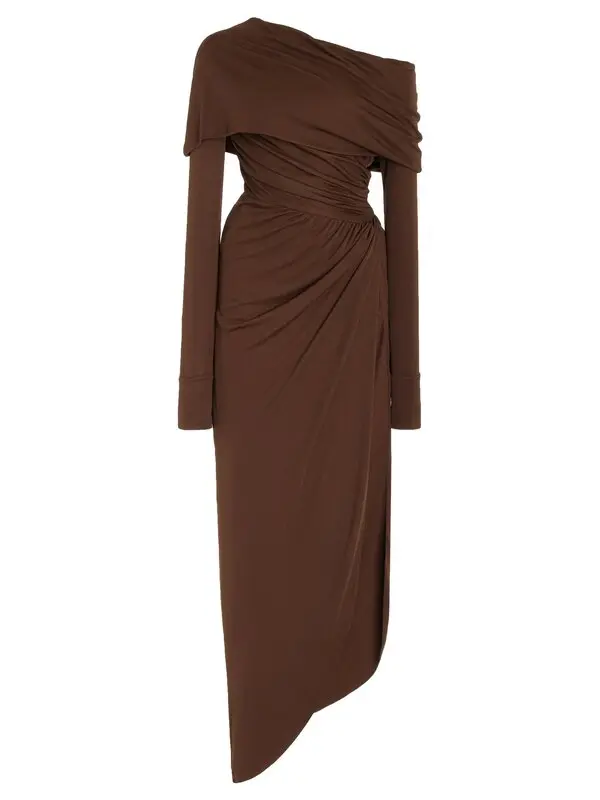 Oscar De La Renta Off-the-shoulder Maxi Dress - Brown