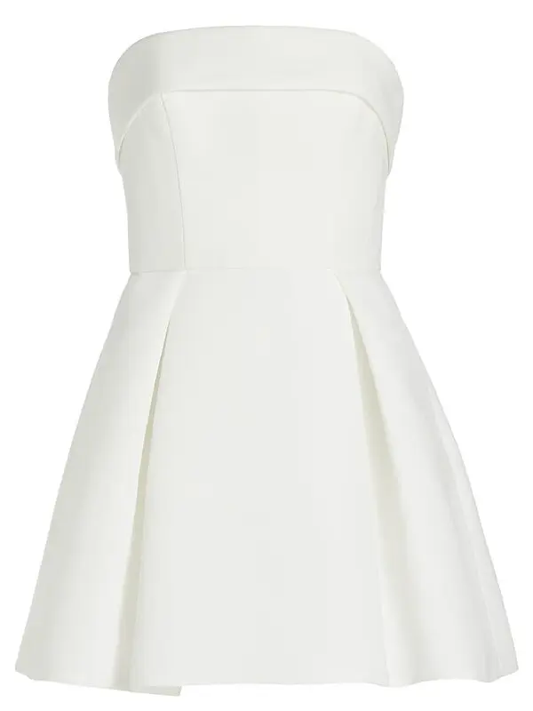 Amsale Box-pleated Faille Minidress - Silk White