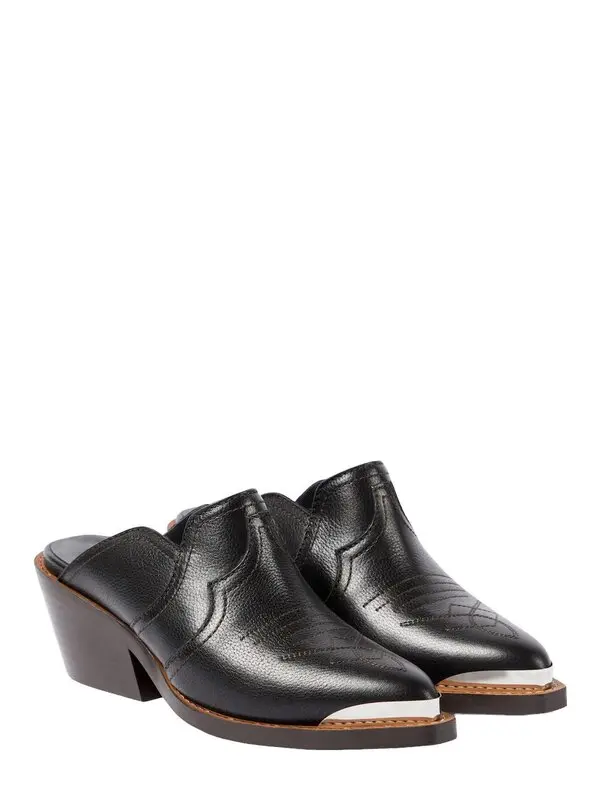 Dorothee Schumacher Western Shine Leather Mules - Black
