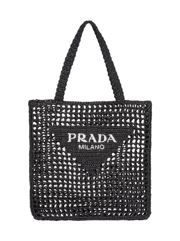 Prada Crochet Tote Bag - Black