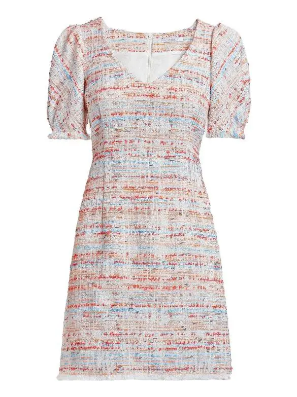 Santorelli Bianca Cotton-blend Tweed Short-sleeve Minidress - Shell