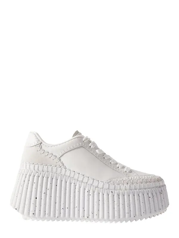 Chloé Nama Suede-trimmed Leather Platform Sneakers - White
