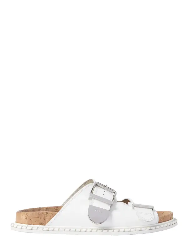 Chloé Rebecca Buckled Leather Slides - White