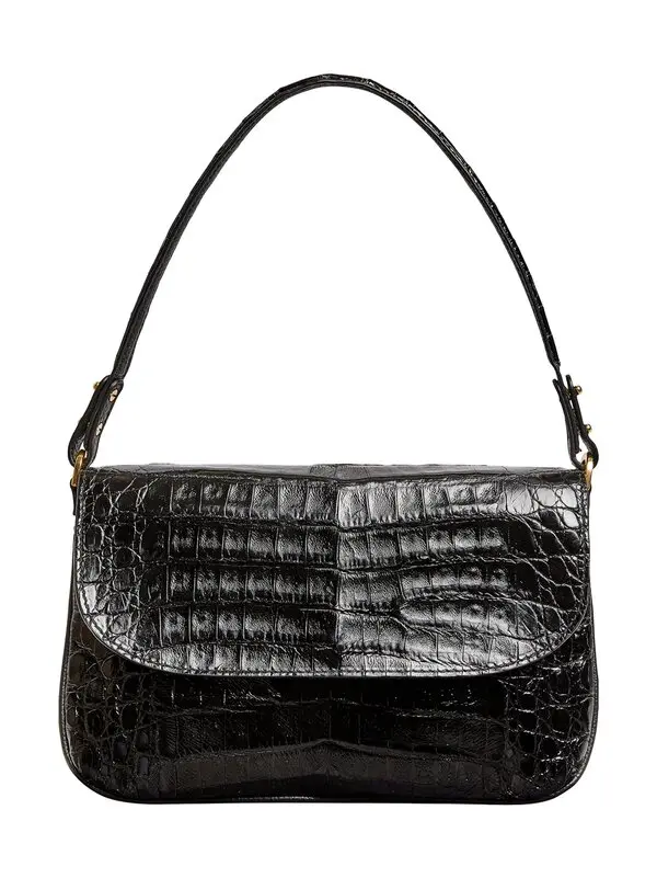 MARIA OLIVER Crocodile Luisa Shoulder Bag - Black