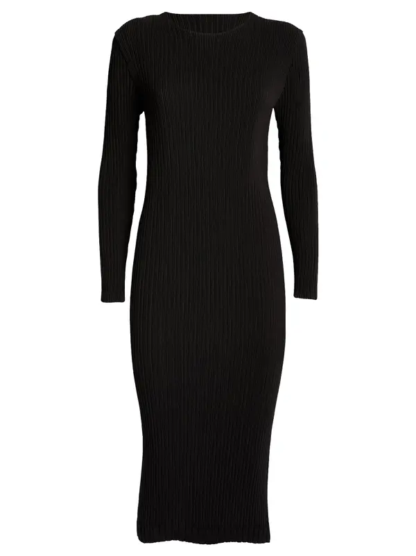 Issey Miyake Hatching Pleats Midi Dress - Black