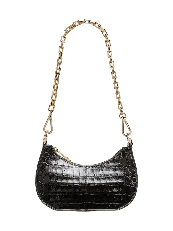 MARIA OLIVER Small Crocodile Mia Shoulder Bag - Black