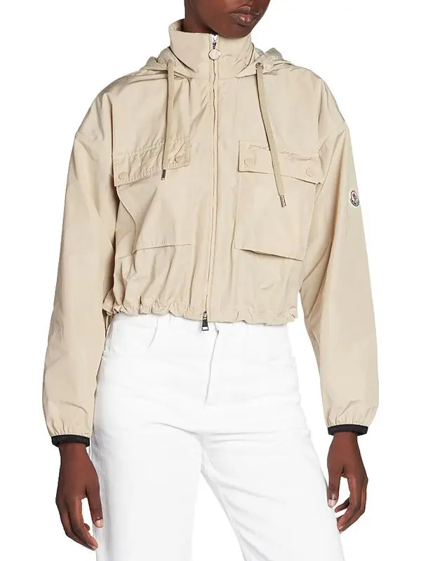 Moncler Leda Hooded Cropped Parka - Beige