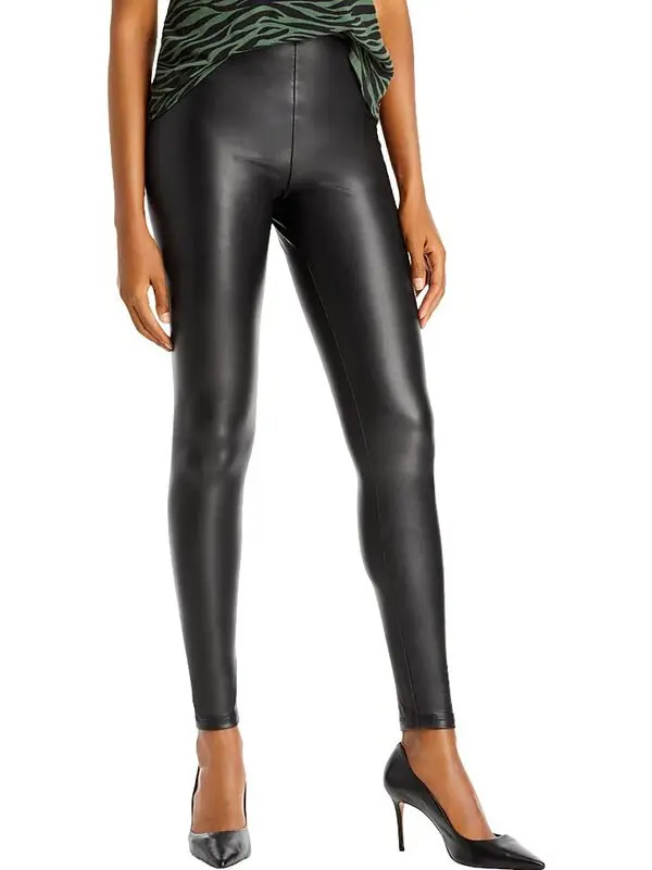 Aqua Faux Leather High Waist Leggings Exclusive - Black