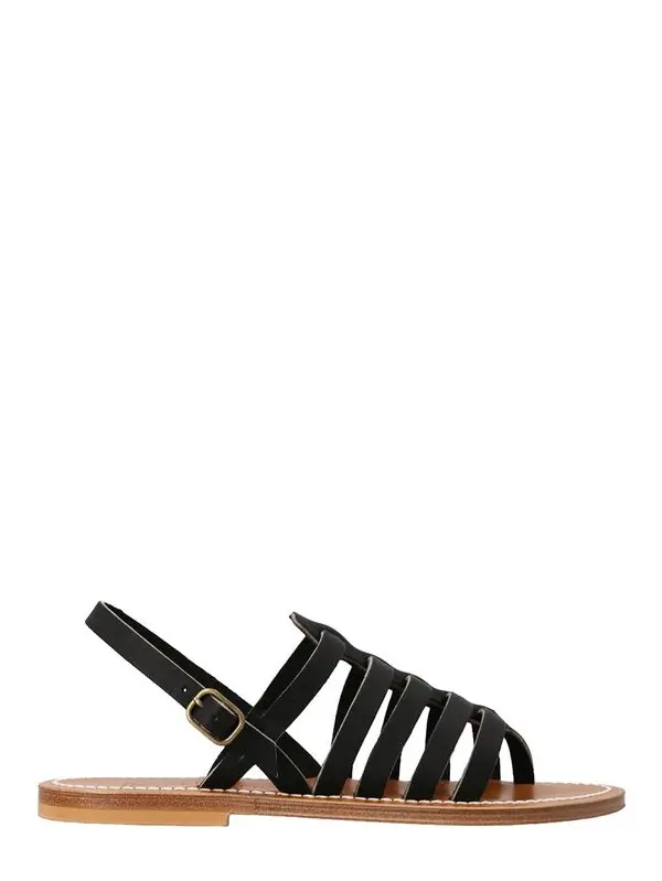 K.JACQUES Homere' Leather Strappy Sandals - Black