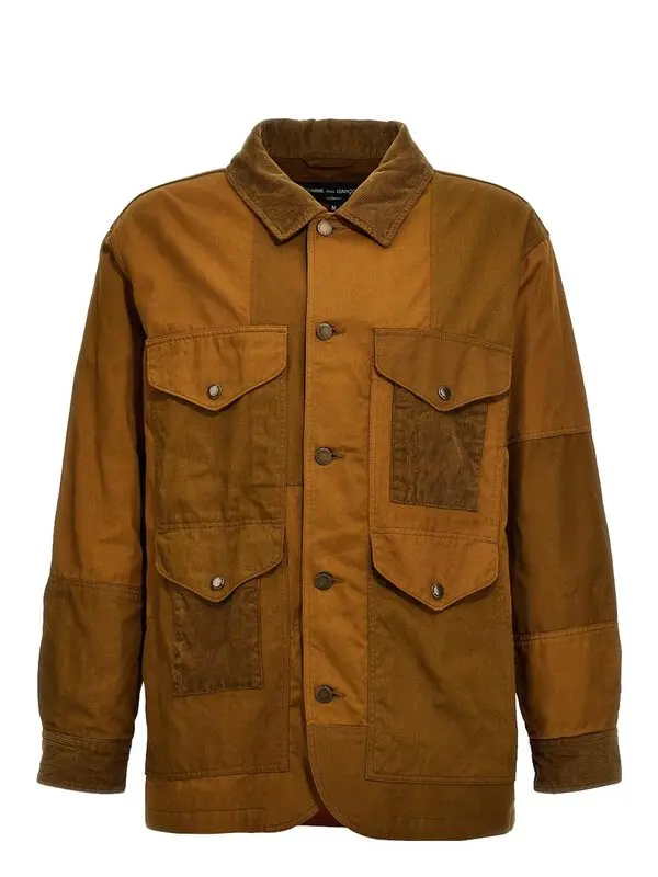 Comme Des Garçons Ribbed Velvet Insert Canvas Jacket - Brown