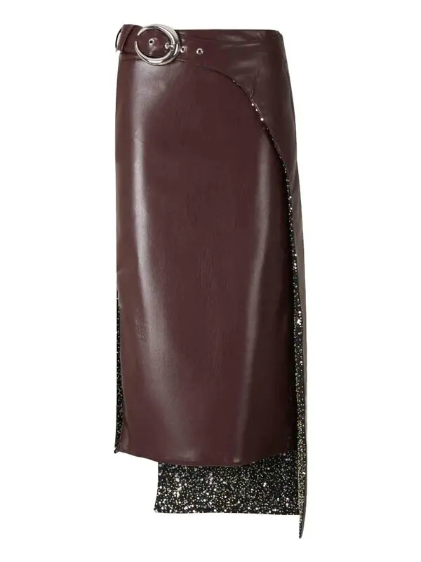 Rabanne Midi Leather Skirt - Red