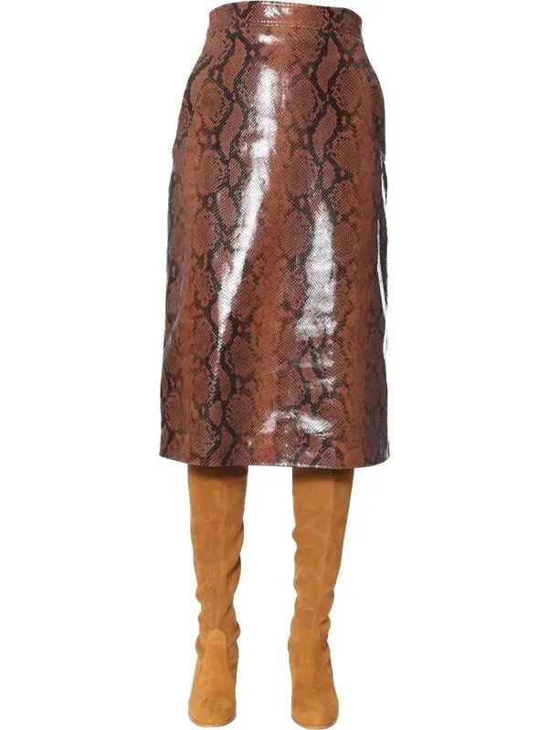 Dsquared2 Python Print High-waisted Skirt - Brown