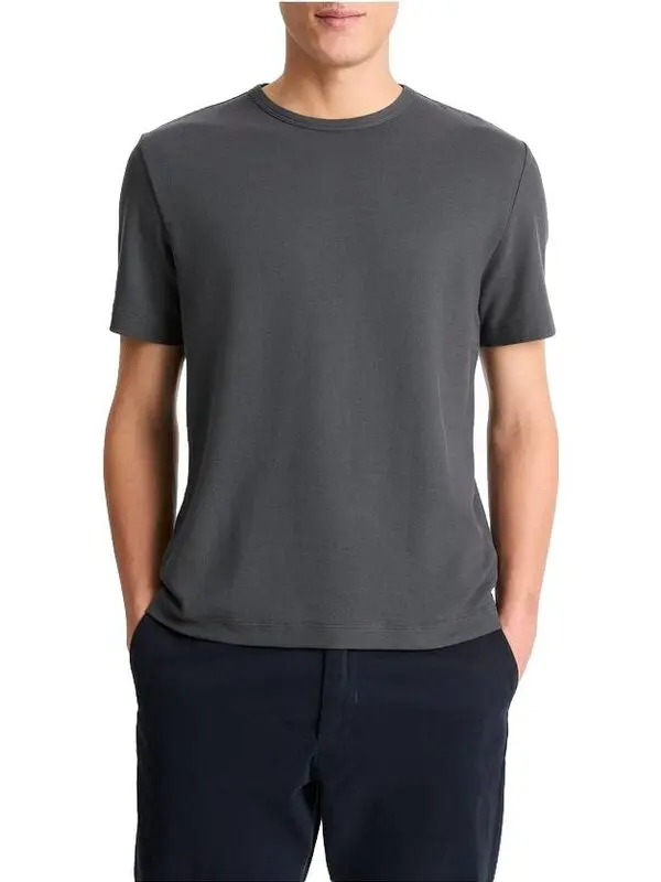 Vince Pima Cotton Piqué Crew Neck T-shirt - Black