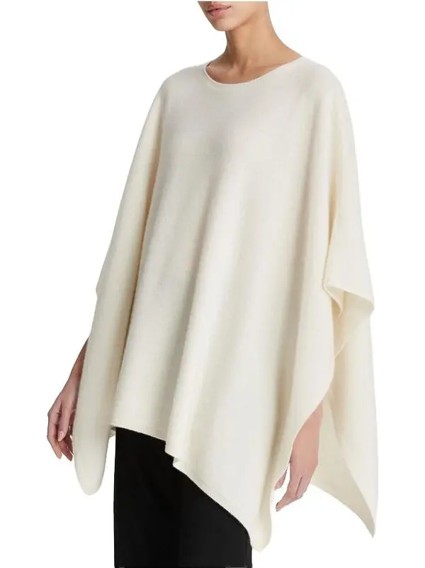 Vince Reverse-jersey Cashmere Boat-neck Poncho - White